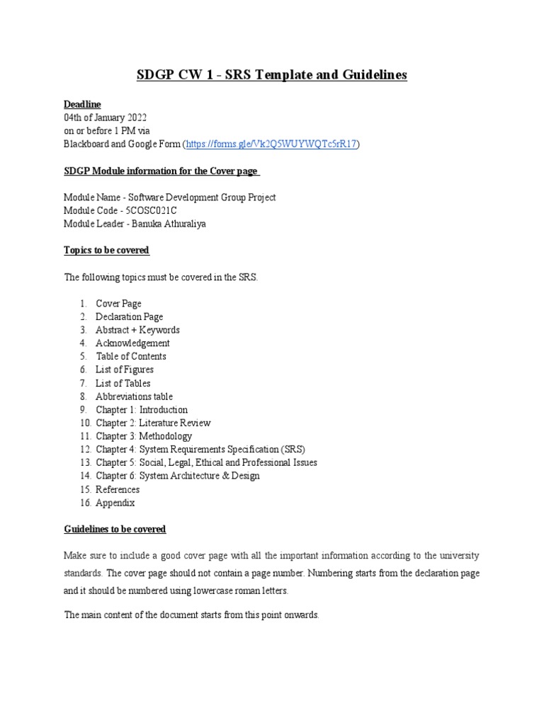 SRS Template and Guidelines for CW1 | PDF | Use Case | Computing