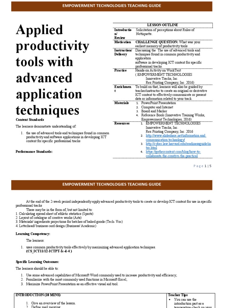 Applied Productivity Tools With Advanced Application Techniques | PDF ...