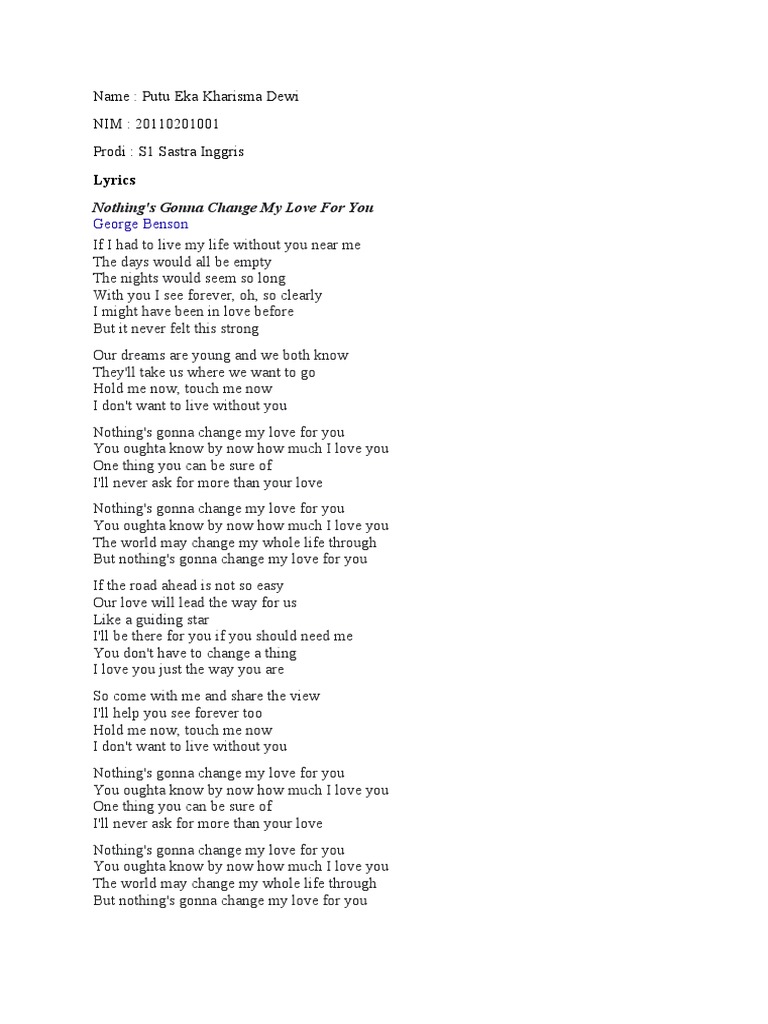 Analysis of "Nothing's Gonna Change My Love" | PDF