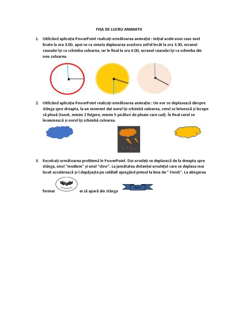 Fisa de Lucru Animatii | PDF