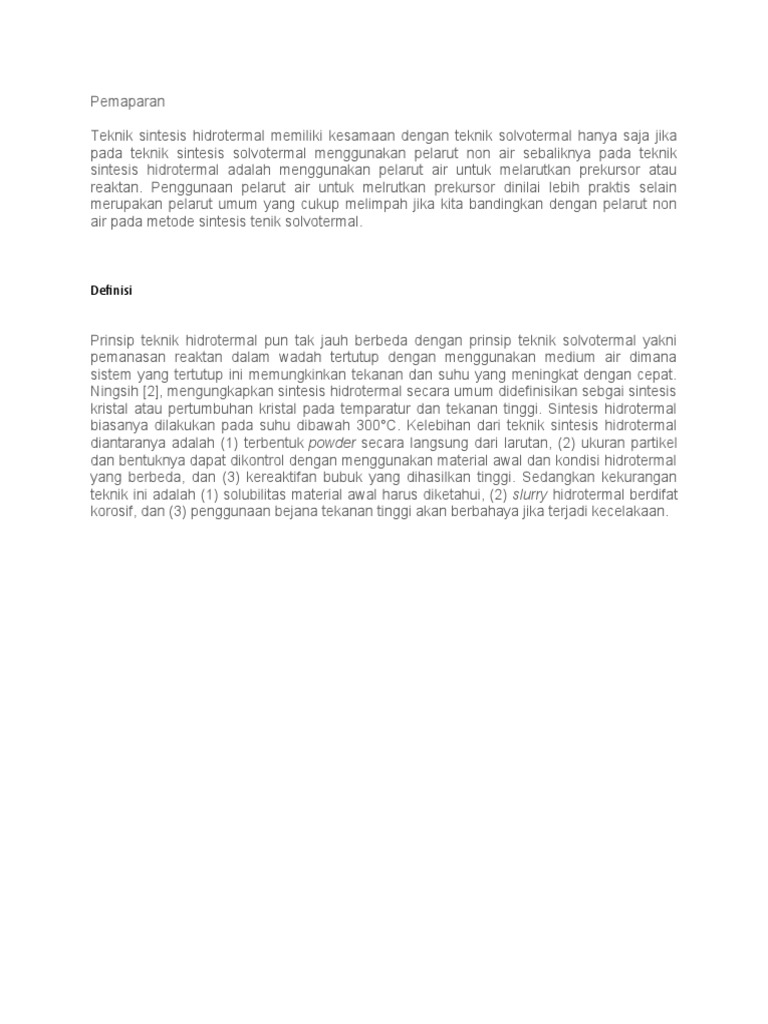 Metode Hidrotermal dalam Sintesis Kristal | PDF | Sains & Matematika