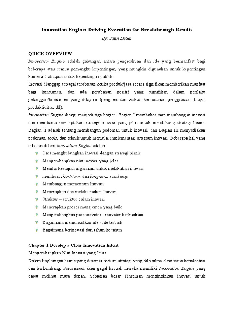 Resume Innovation Engine - Driving Execution | PDF