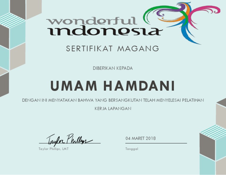 SERTIFIKAT Magang | PDF