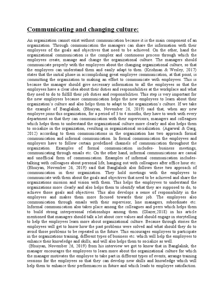 Effective Communication in Organizational Culture | PDF ...