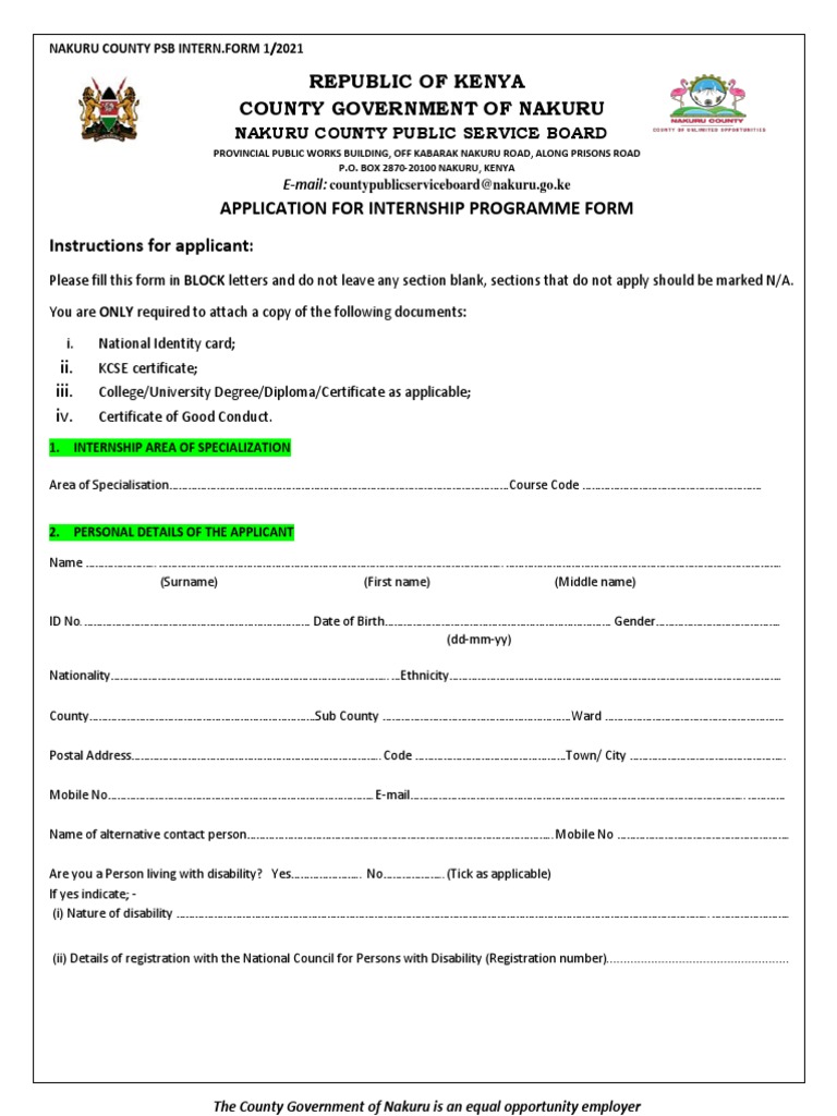 Internship Application Form 1 | PDF | Diploma | Educational Stages
