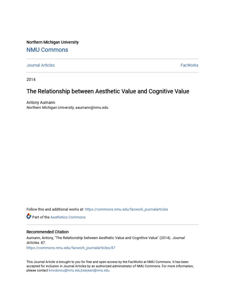 The Relationship Between Aesthetic Value and Cognitive Value | PDF ...