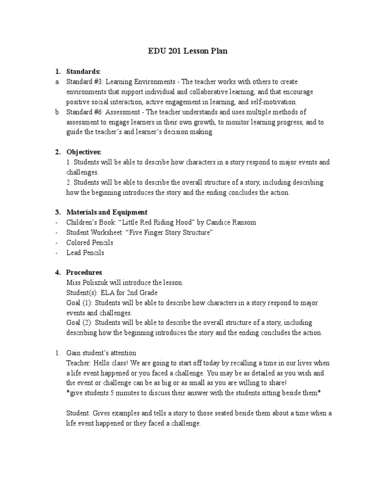 Lesson Plan - 2nd Grade Ela | PDF | Teachers | Learning