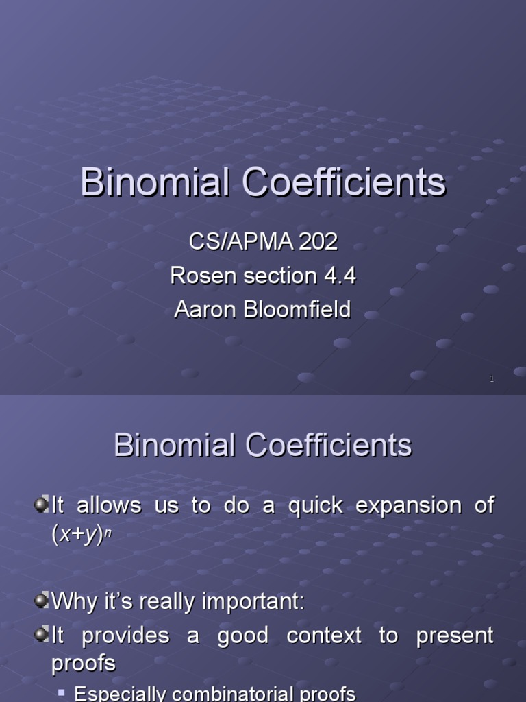 22 Binomial Coefficients | Download Free PDF | Mathematical Proof | Algebra