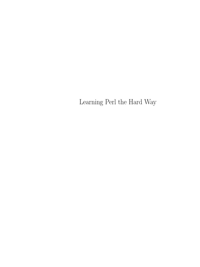 Learning Perl The Hard Way | PDF | Parameter (Computer Programming) | Control Flow