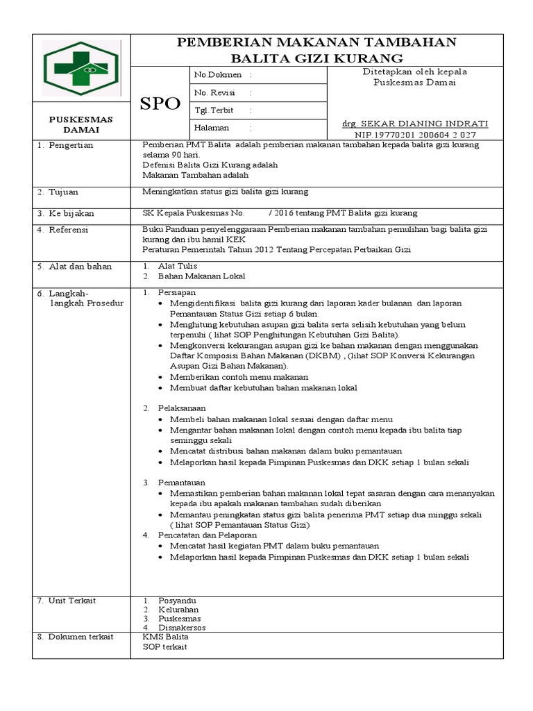 Sop PMT Balita | PDF