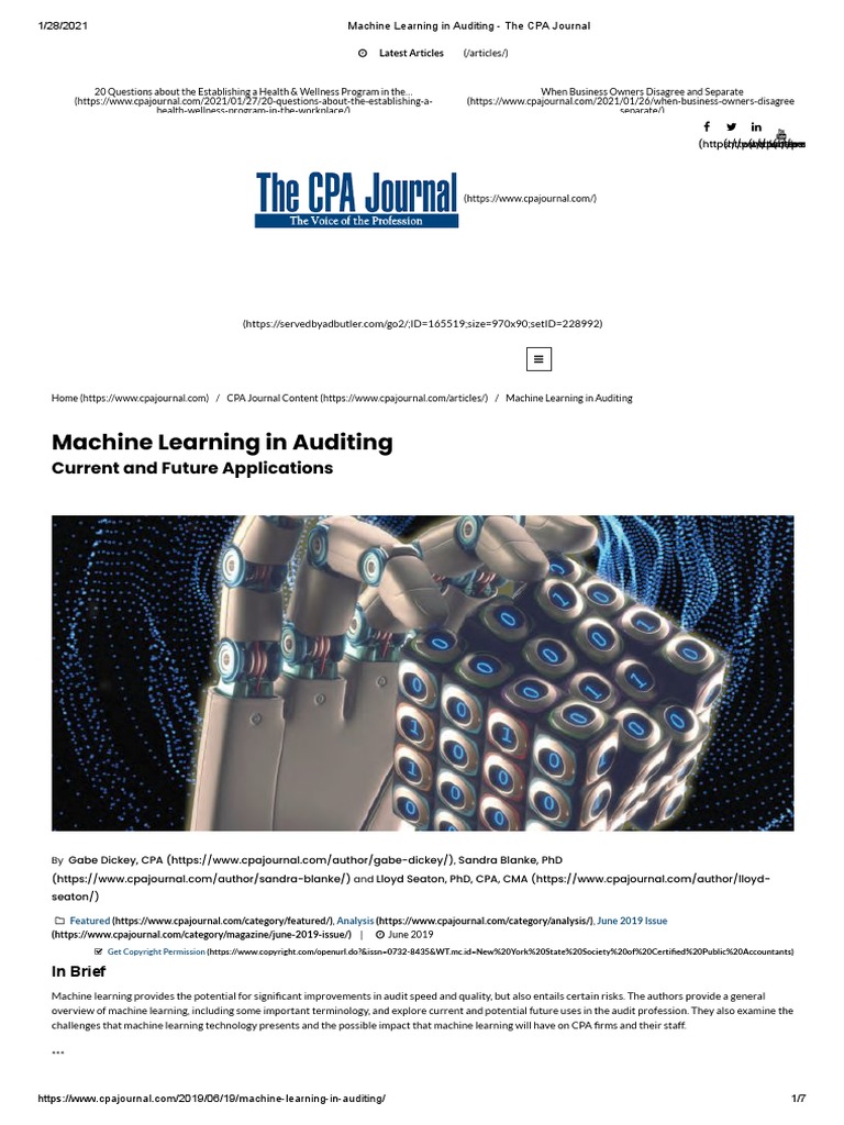 Machine Learning in Auditing The CPA Journal | PDF | Machine Learning ...