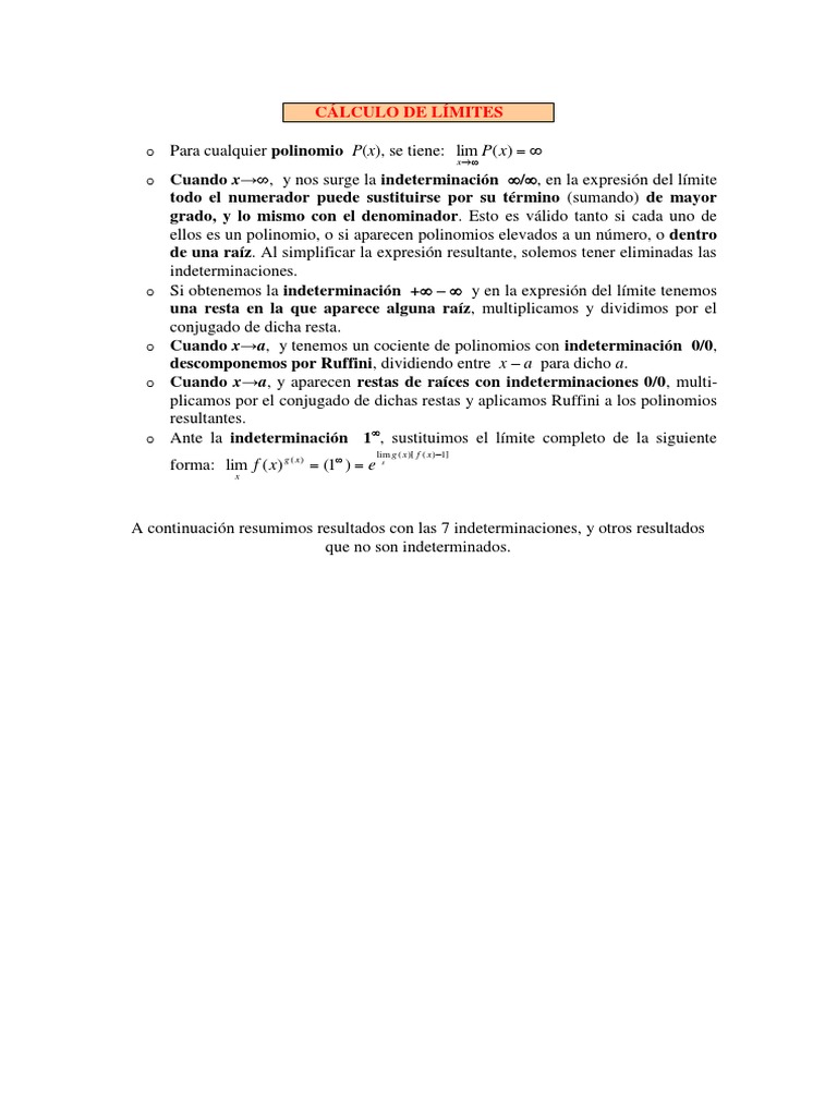 Tabla Limites | PDF | Números | Objetos matemáticos