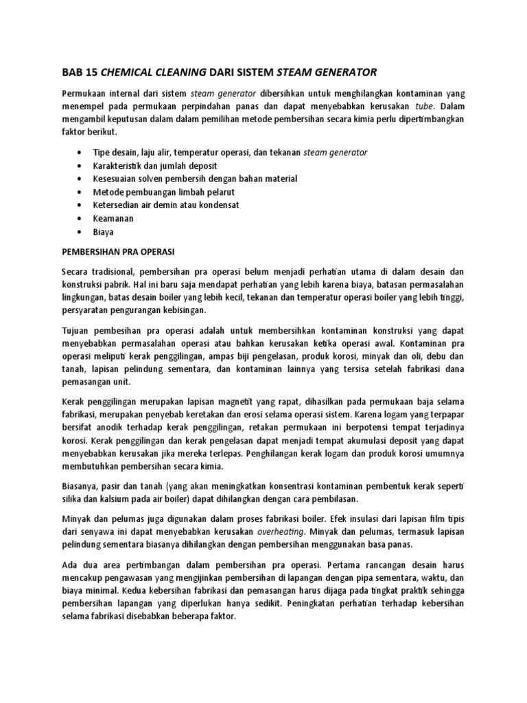 BAB 15 Chemical Cleaning Dari Sistem Steam Generator | PDF