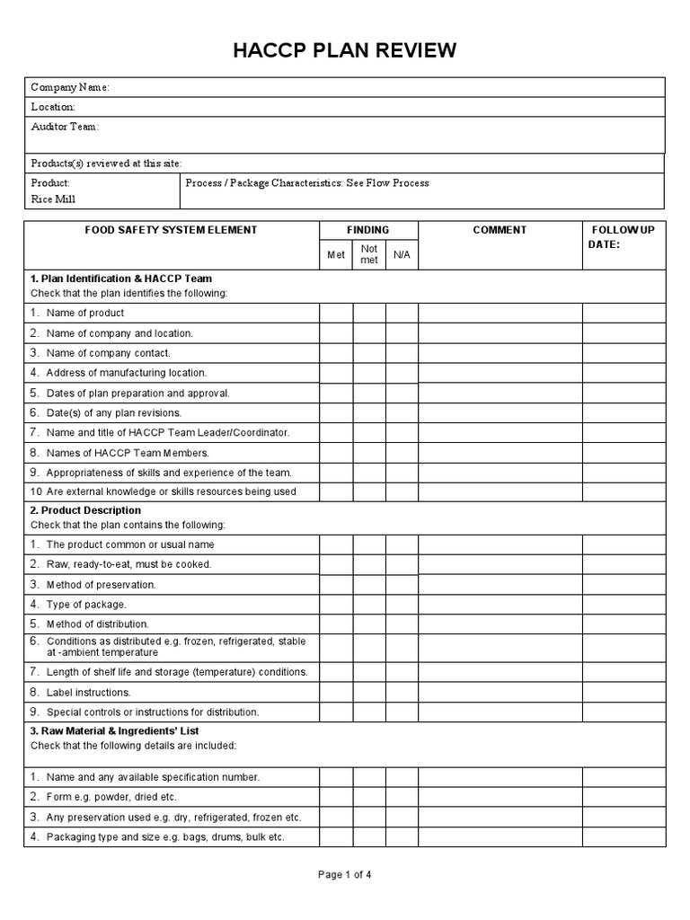 Haccp Plan Review | PDF | Foods | Verification And Validation