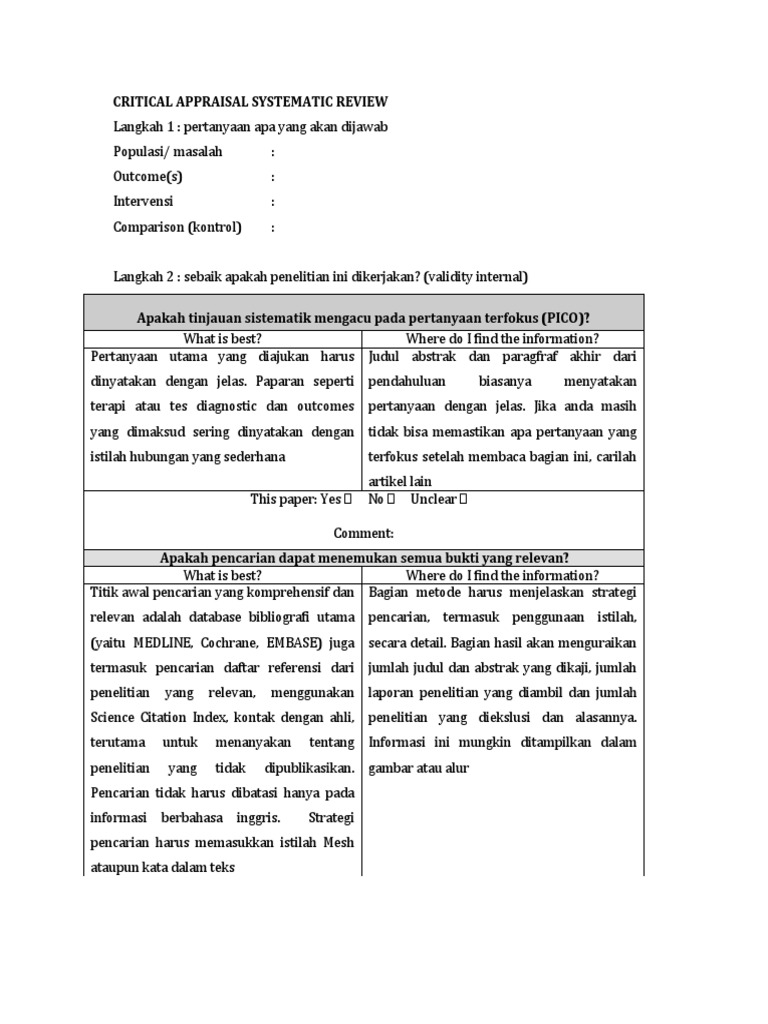 Critical Appraisal Systematic Review | PDF