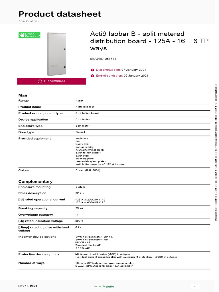 Acti9 Isobar P - B Type - SEA9BN12514S6 | Download Free PDF ...