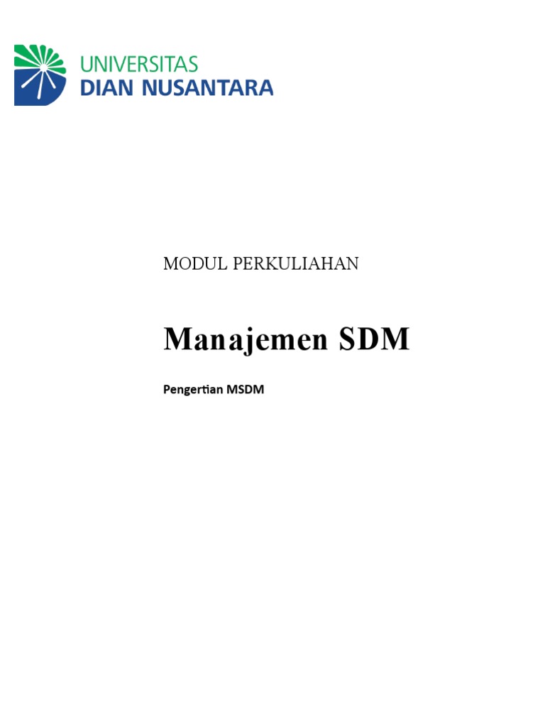 Pengertian MSDM | PDF