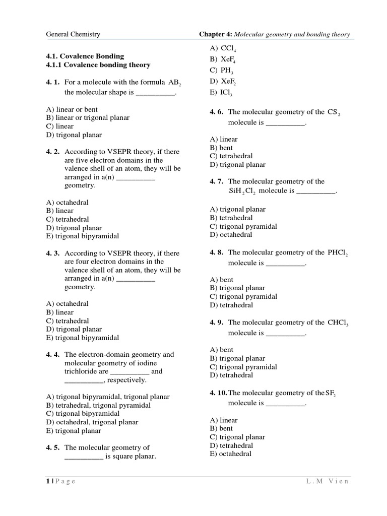 General Chemistry: CCL Xef PH Xef Icl | PDF | Molecular Orbital ...