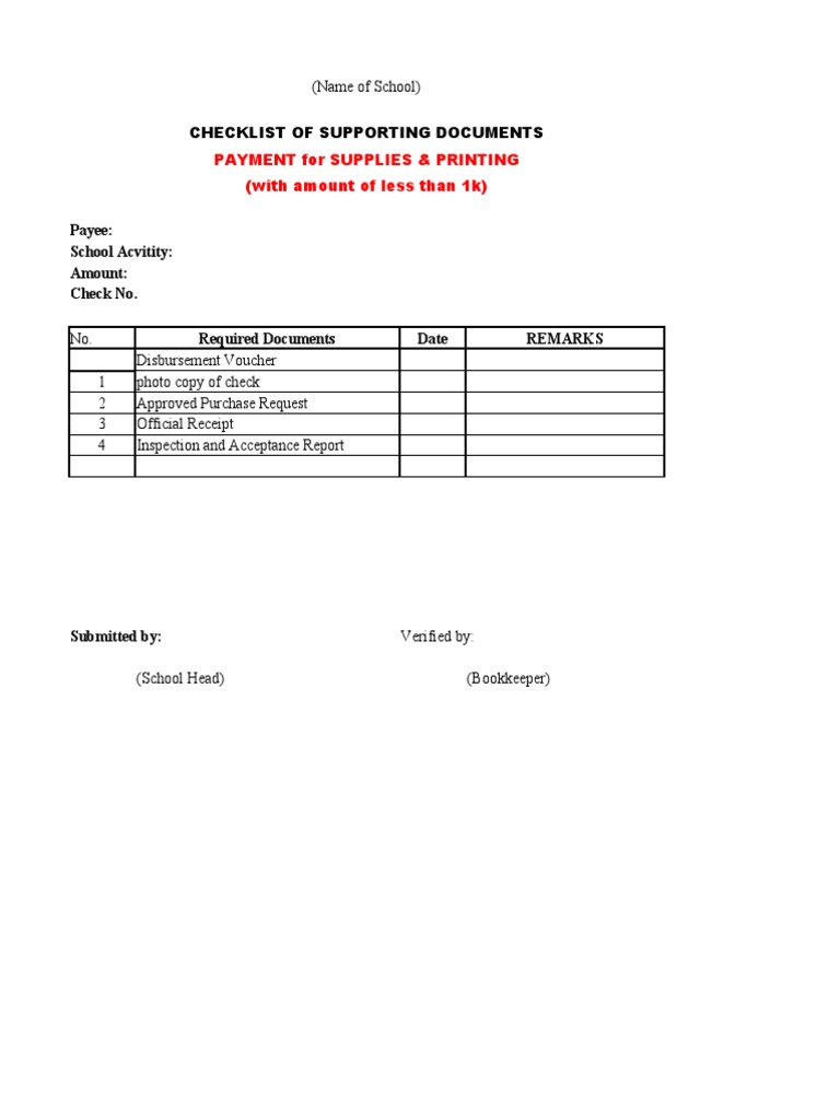 Checklist of Supporting Documents 04.25.16 | Download Free PDF ...