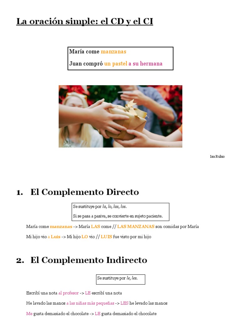 Análisis de CD y CI en Oraciones | PDF | Gramática | Sintaxis