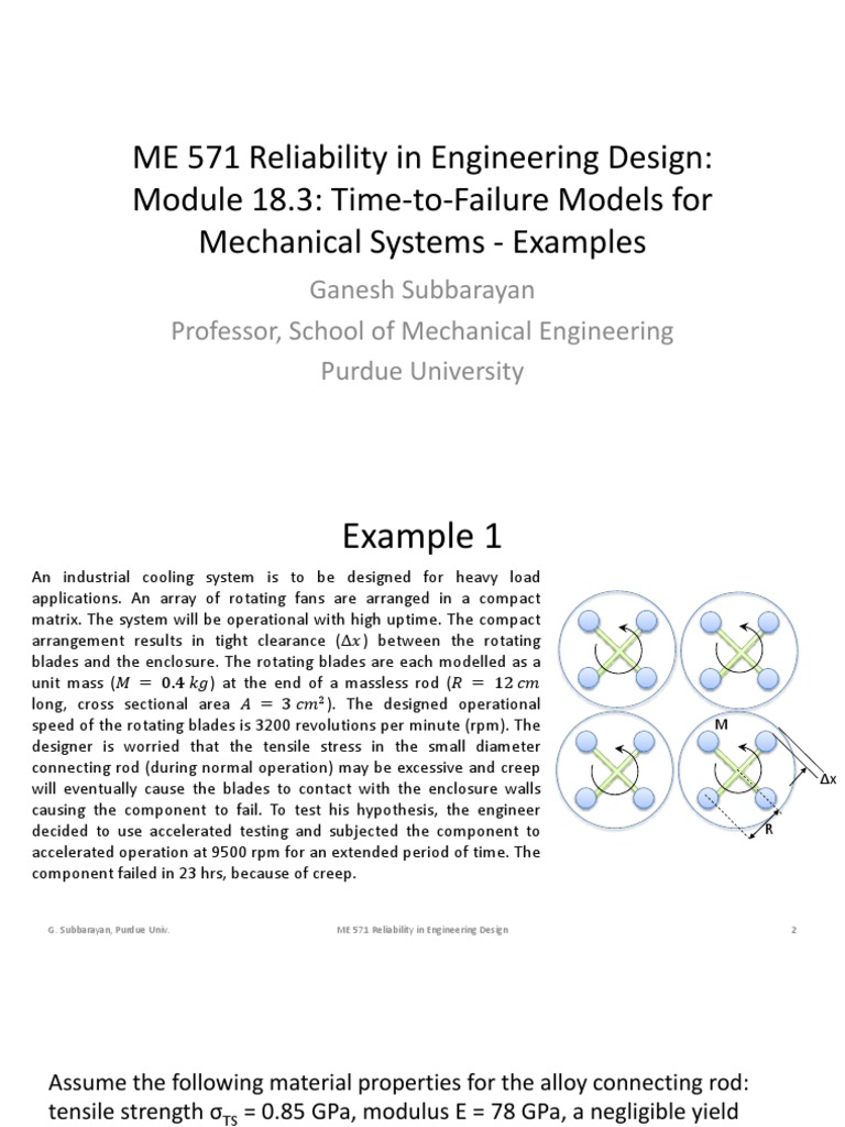 ME 571 Reliability in Engineering Design: Module 18.3: Time-to-Failure ...