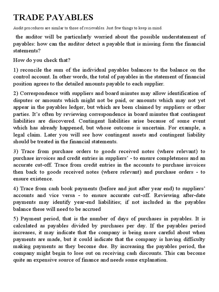 Trade Payables | PDF | Accounts Payable | Money