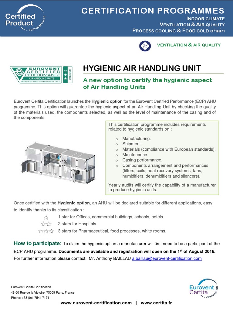Hygienic Certification for Air Handling Units | PDF | Home Appliance ...