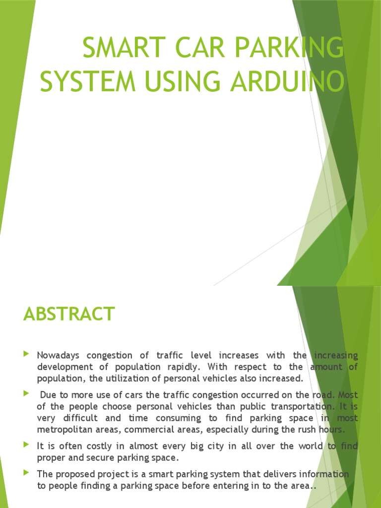 Smart Car Parking System Using Arduino | PDF | Parking | Traffic Congestion