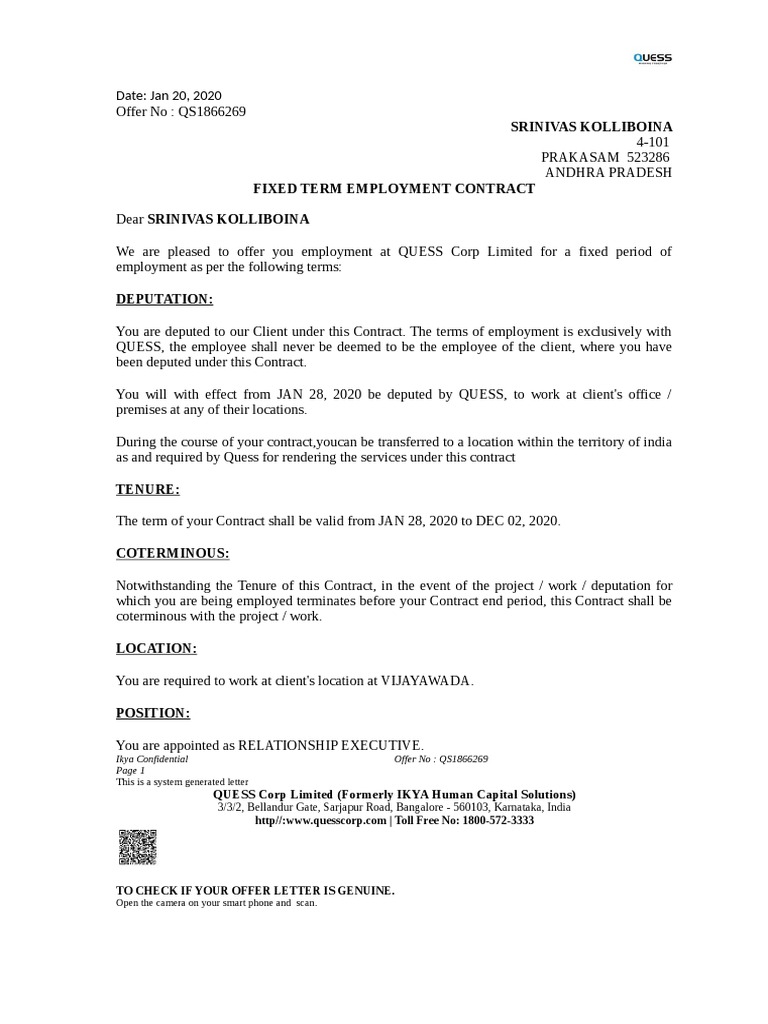 Srinivas Kolliboina: QUESS Corp Limited (Formerly IKYA Human Capital ...