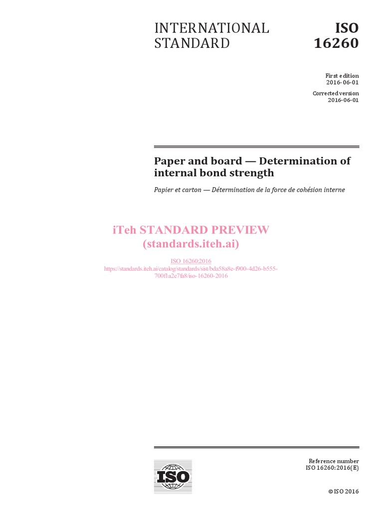 ISO 16260-2016 - Bonding Strength Testing | PDF | International ...