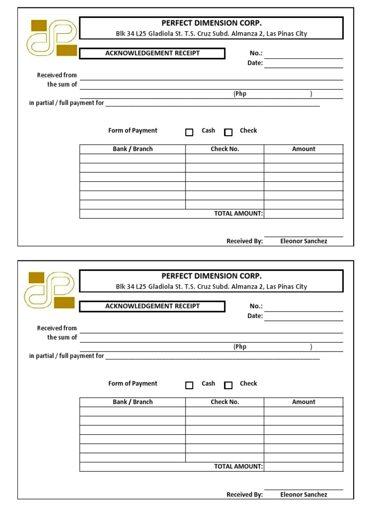 PDC Acknowledgement Receipt | PDF