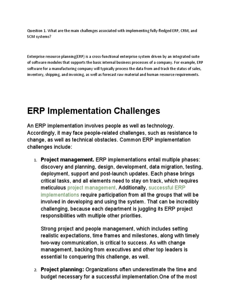 ERP Implementation Challenges: Project Management. ERP Implementations ...