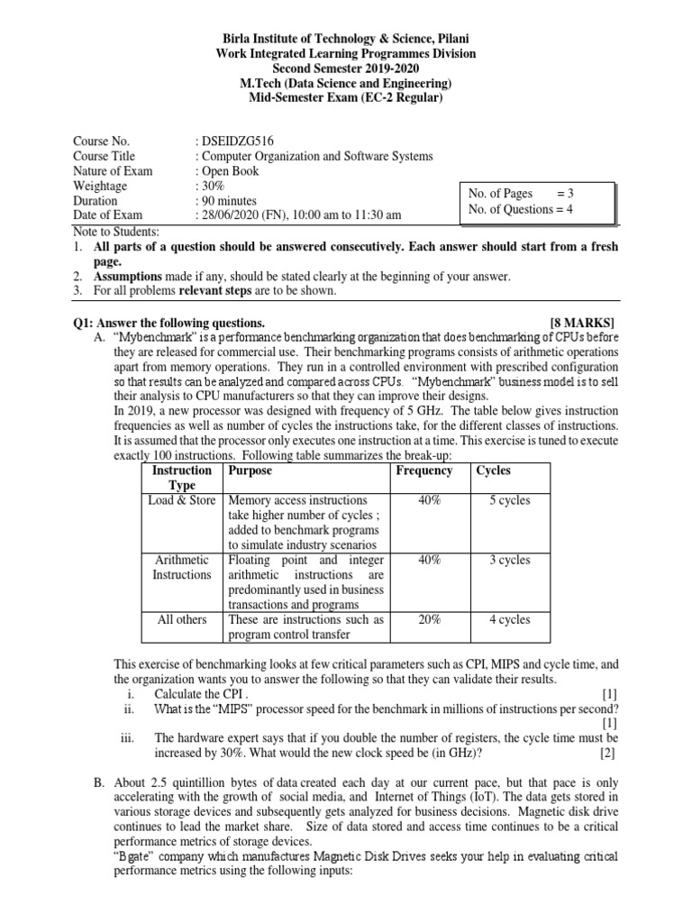 Coss MidSemester Regular | PDF | Central Processing Unit | Cpu Cache