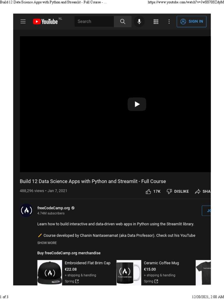 Build 12 Data Science Apps With Python and Streamlit - Course | PDF ...