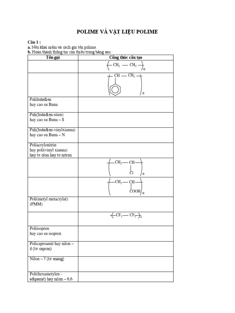 POLIME VÀ VẬT LIỆU POLIME | PDF
