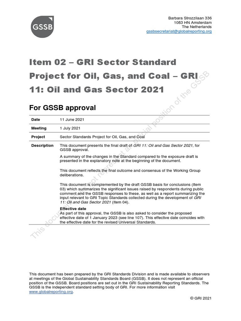 Item 02 - GRI Sector Standard Project For Oil, Gas, and Coal - GRI 11 ...