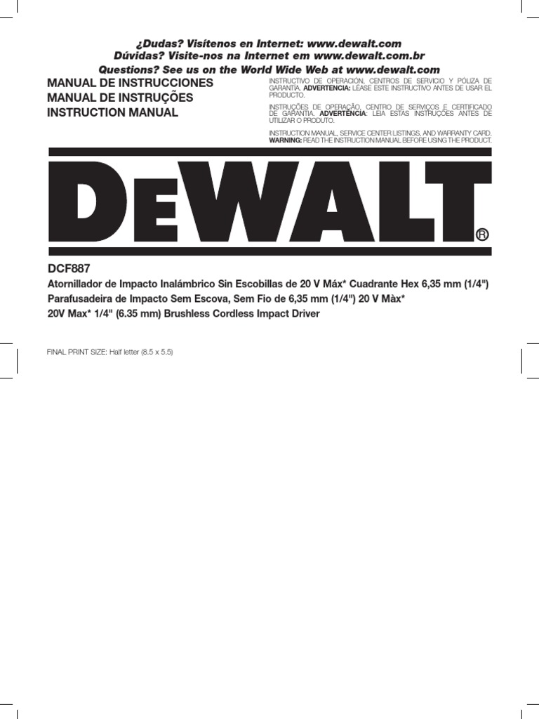 DCF887 Instruction Manual | PDF | Perforar | Enchufes y tomas de ...