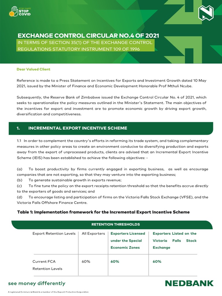 Nedbank Synopsis On Exchange Control Circular No 4 of 2021.v2 | PDF | Banks | Economies
