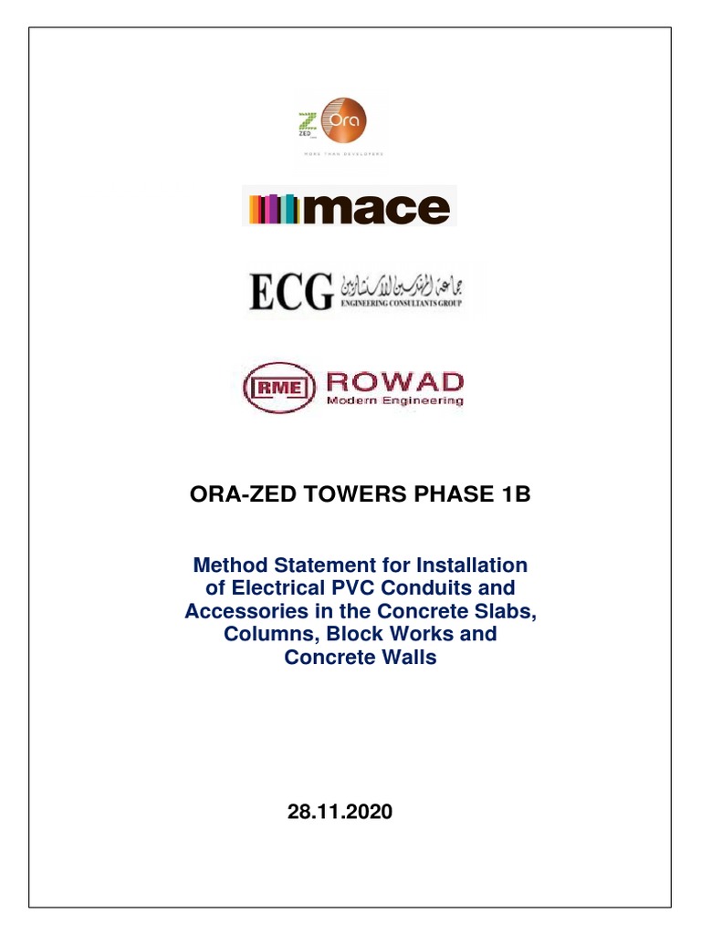 Method Statement For Installation of Electrical PVC Conduits and Accessories in The Concrete ...