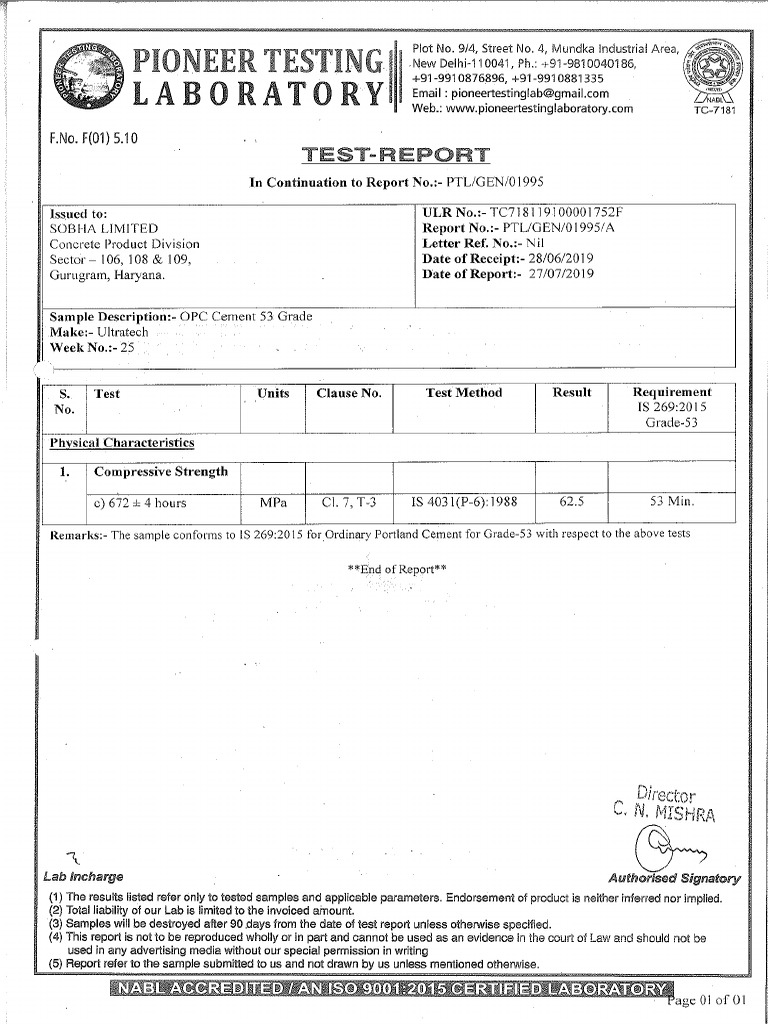6-1 - Extracted - Pioneer NABL Lab Report | PDF