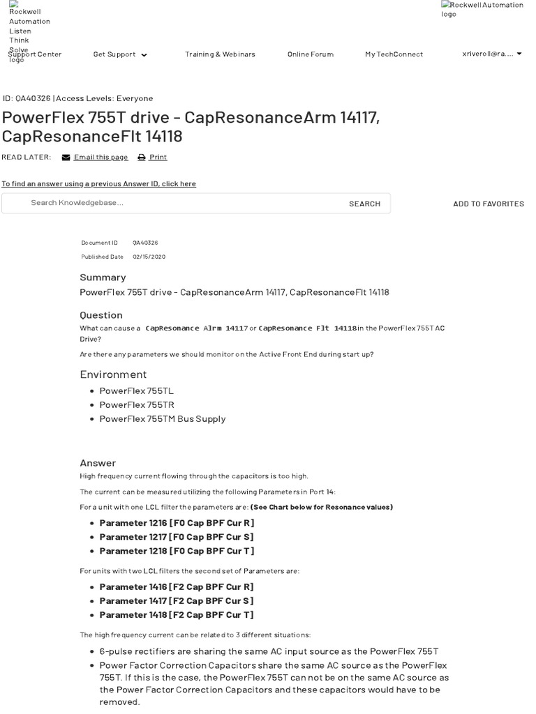 PowerFlex 755T Drive - CapResonanceArm 14117, CapResonanceFlt 14118 ...