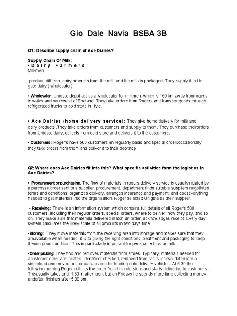 Ace Dairies | PDF | Delivery (Commerce) | Milk