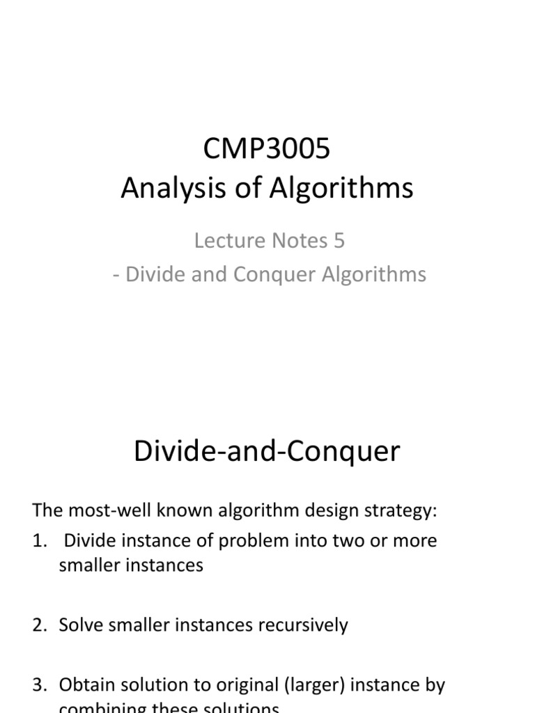 Lecture Notes 5 Divide And Conquer Algorithms Pdf Theoretical Computer Science Algorithms