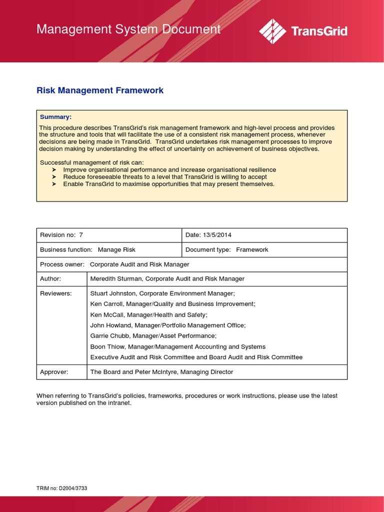 Risk Management Framework | PDF | Risk | Risk Management