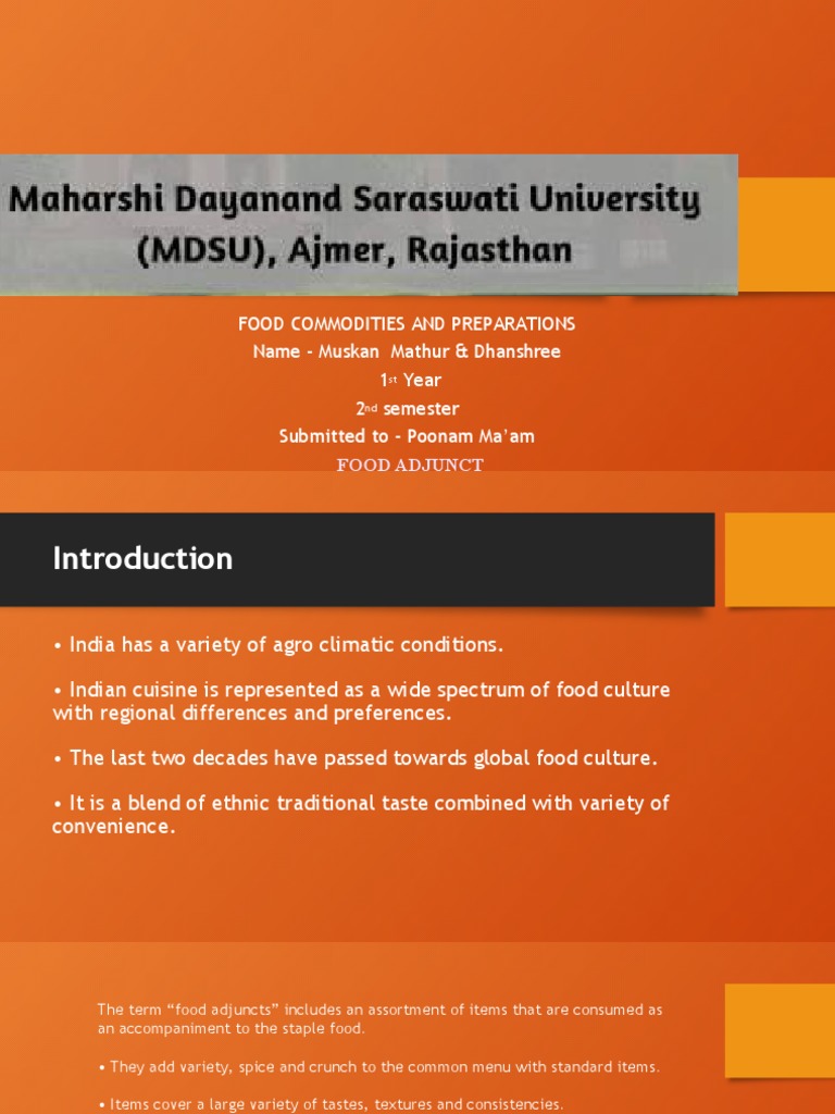Food Commodities and Preparations Name - Muskan Mathur & Dhanshree 1 Year 2 Semester Submitted ...