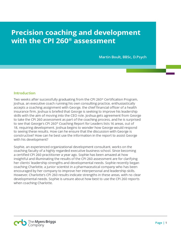 Precision Coaching and Development With The CPI 260 Assessment | PDF ...
