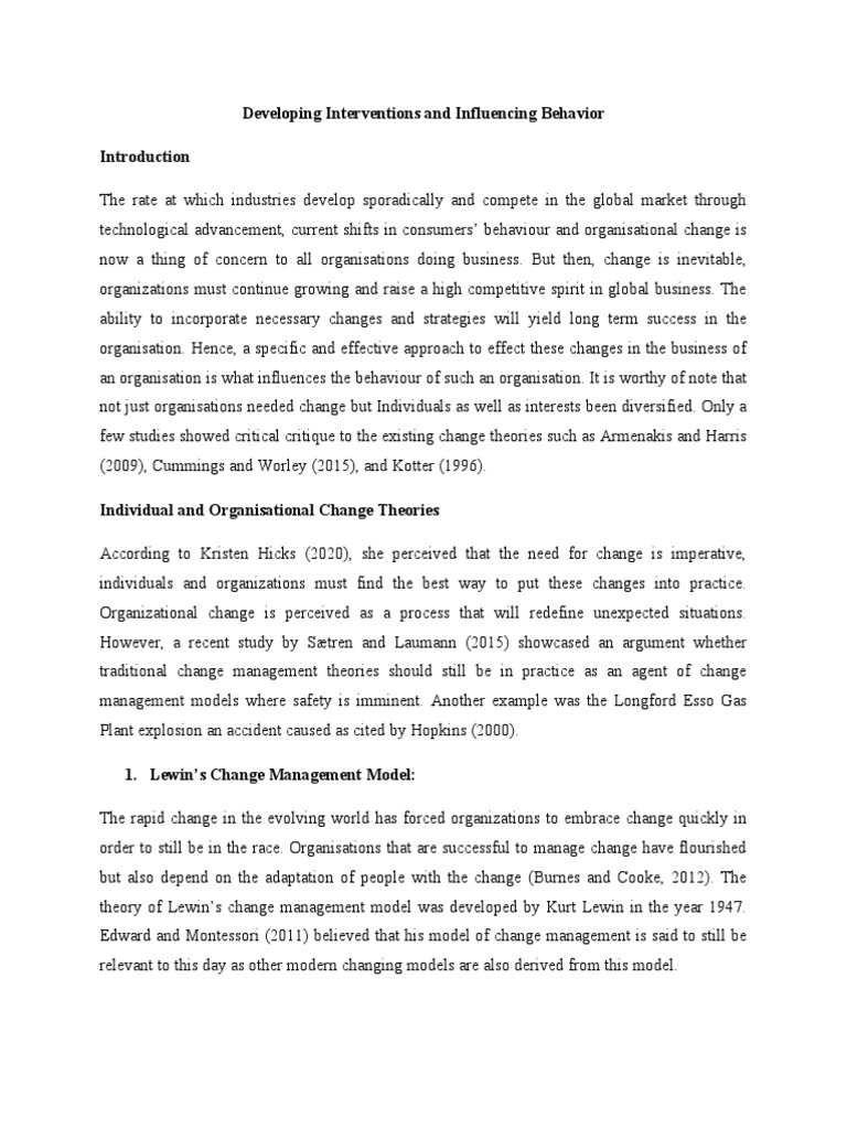 Developing Interventions and Influencing Behavior (3) EDITED | PDF ...