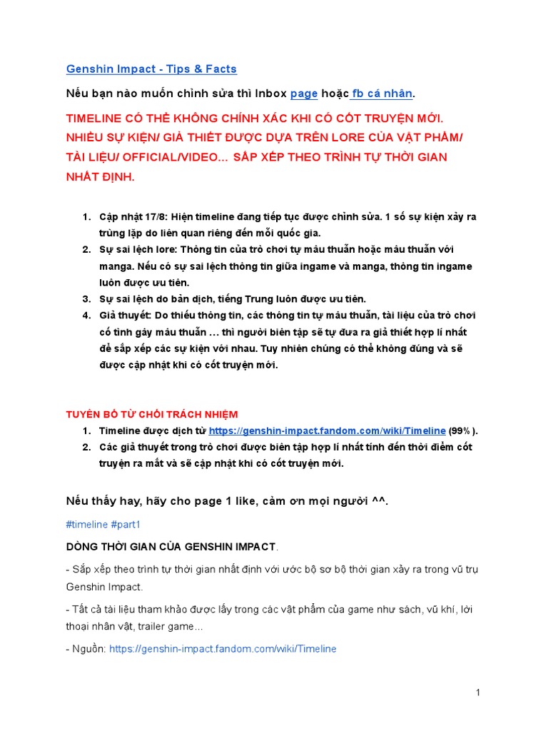 Timeline Genshin Impact | PDF