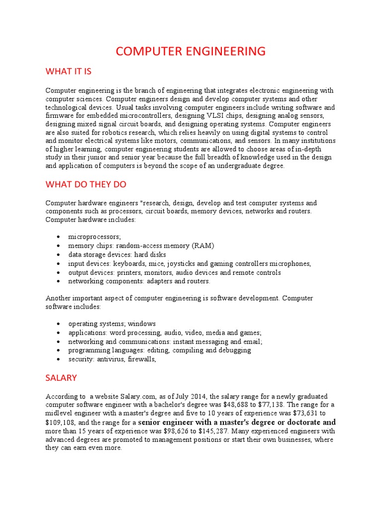 Computer Engineering: What It Is | PDF | Computer Engineering | Computing
