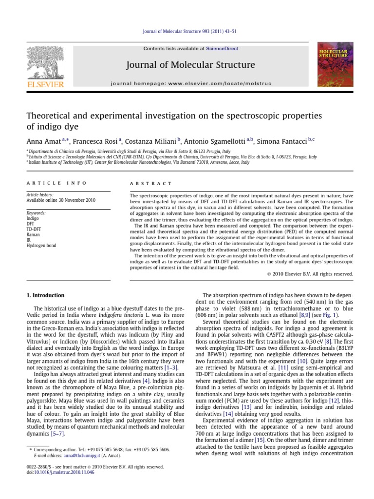 Amat 2010 - Investigation of Spectroscopic Properties of Indigo Blue ...